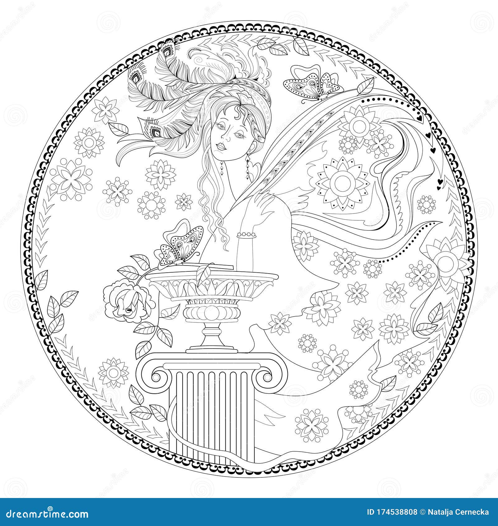 Fantasy Portrait of Beautiful Fairy Tale Princess on Antique Medallion ...