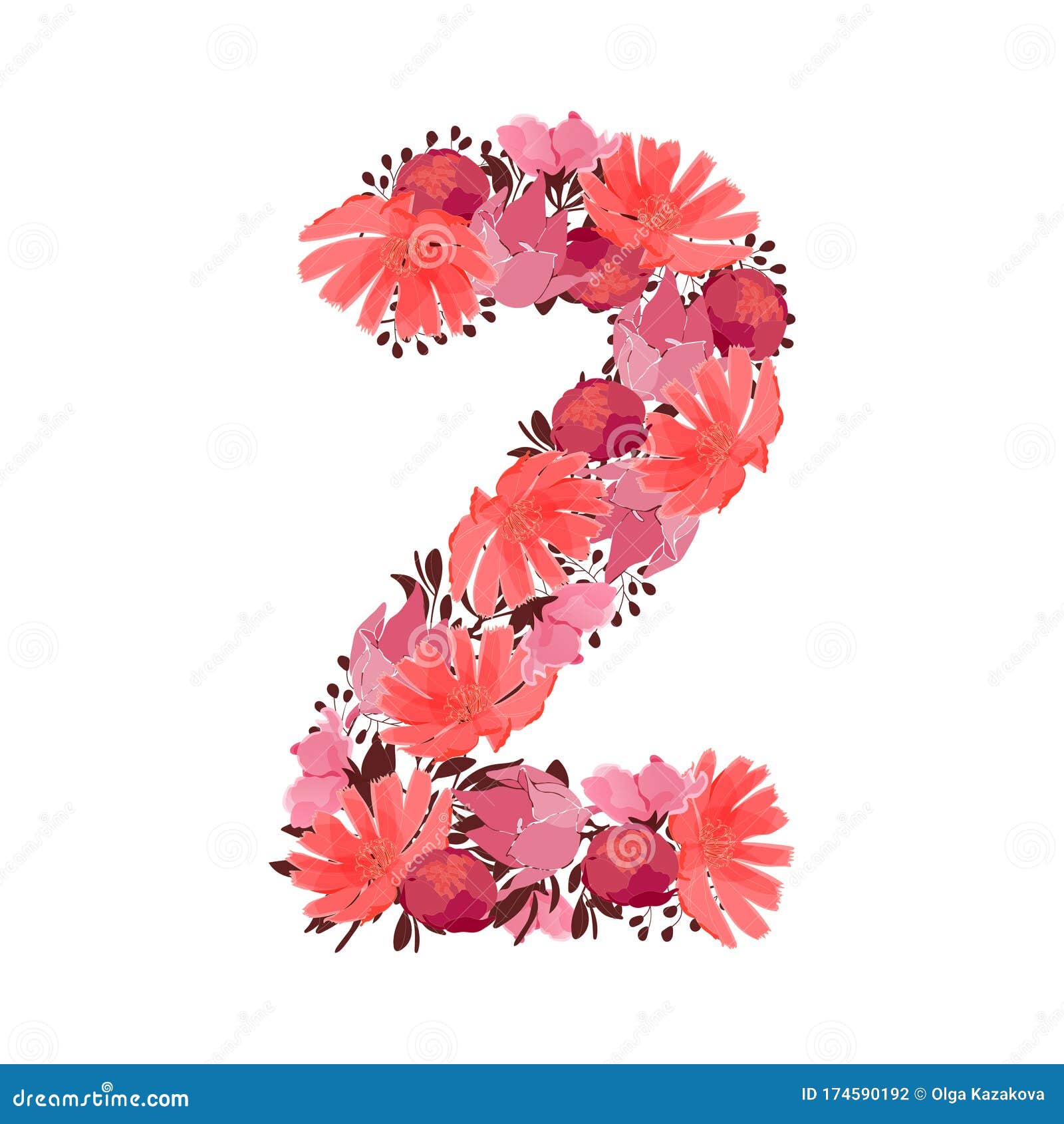 Vector Flower Number 2. Botanical Character, Figure Stock Illustration ...