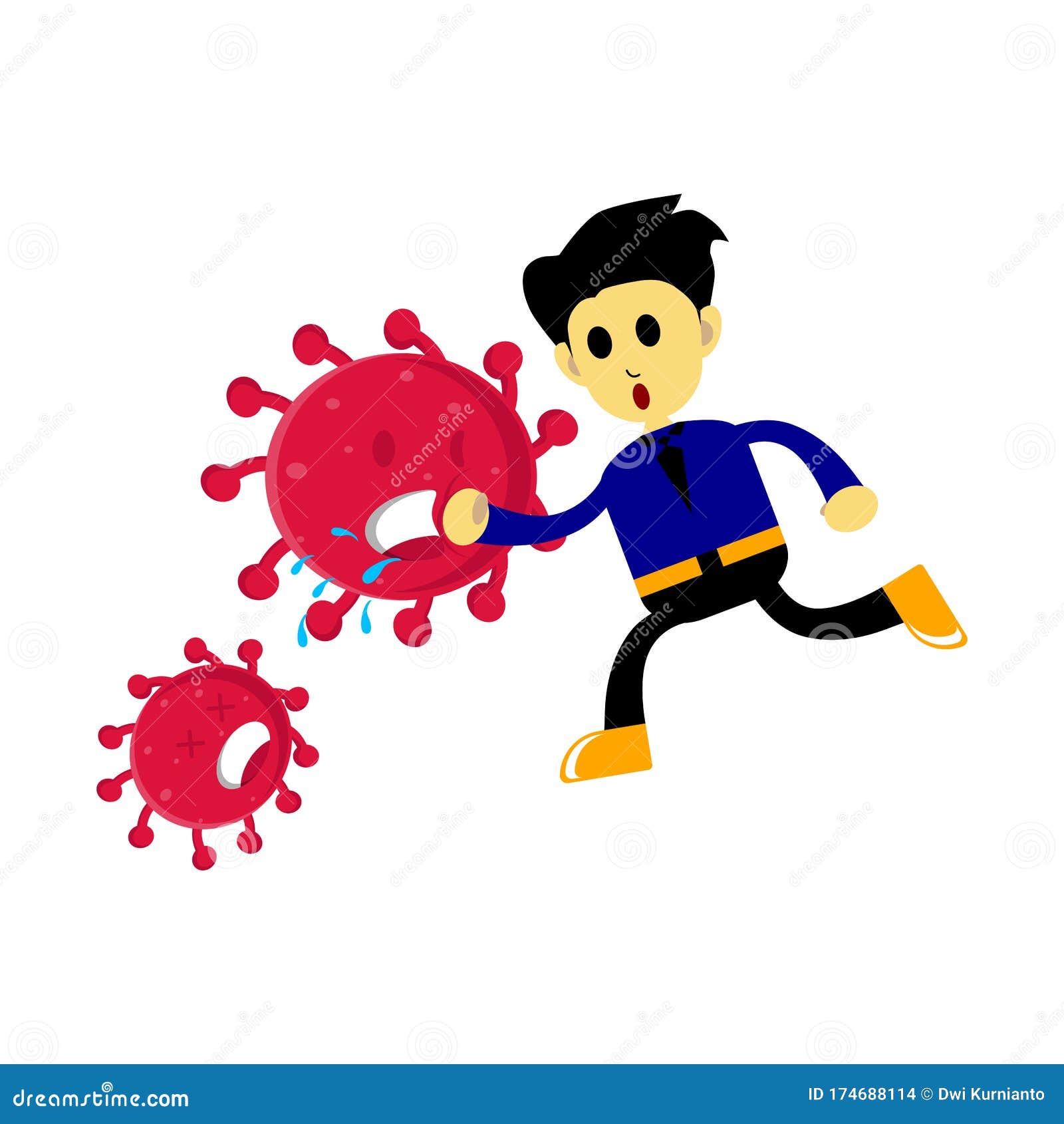 Illustration of Cartoon Fighting a Virus with a Punch Stock Vector ...