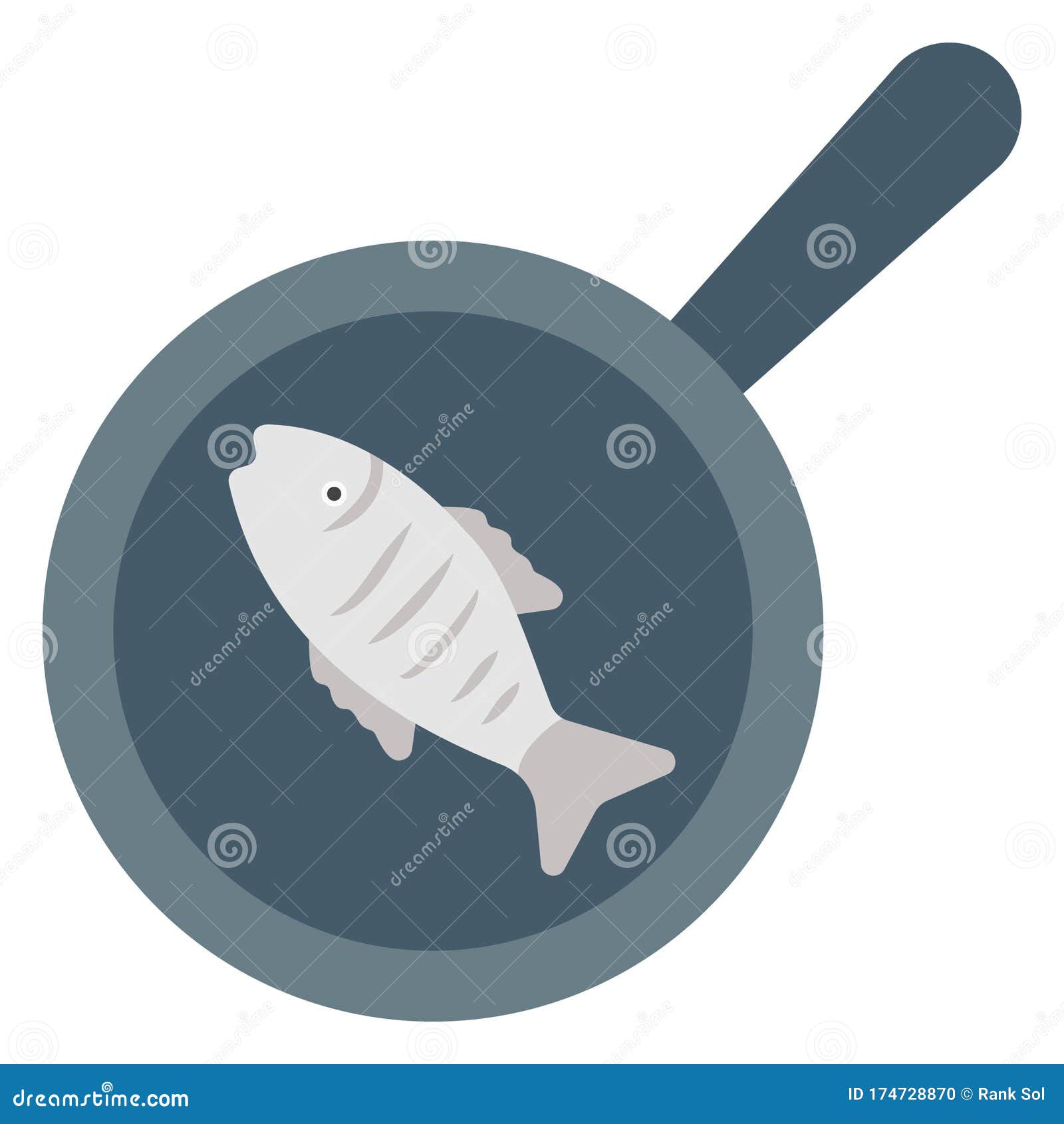 Fish Frying, Fried Fish Color Vector Icon Which Can Be Easily Modified ...
