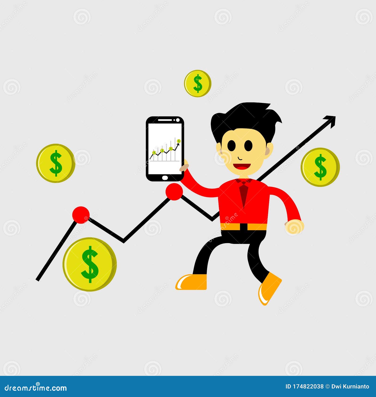 Illustration of Cartoon Character Trading Profit Stock Vector ...