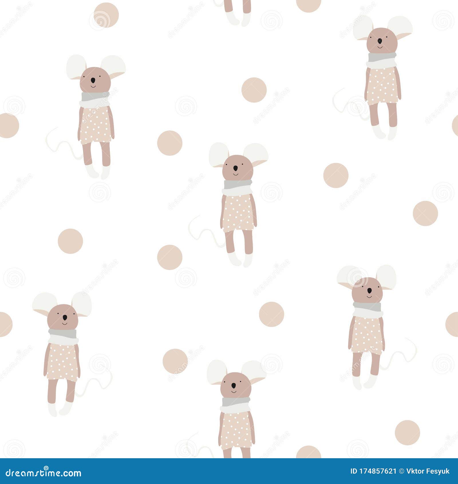 Seamless Mouse Fashion Pattern. Cute Mouse Illustration in Sketch Style ...