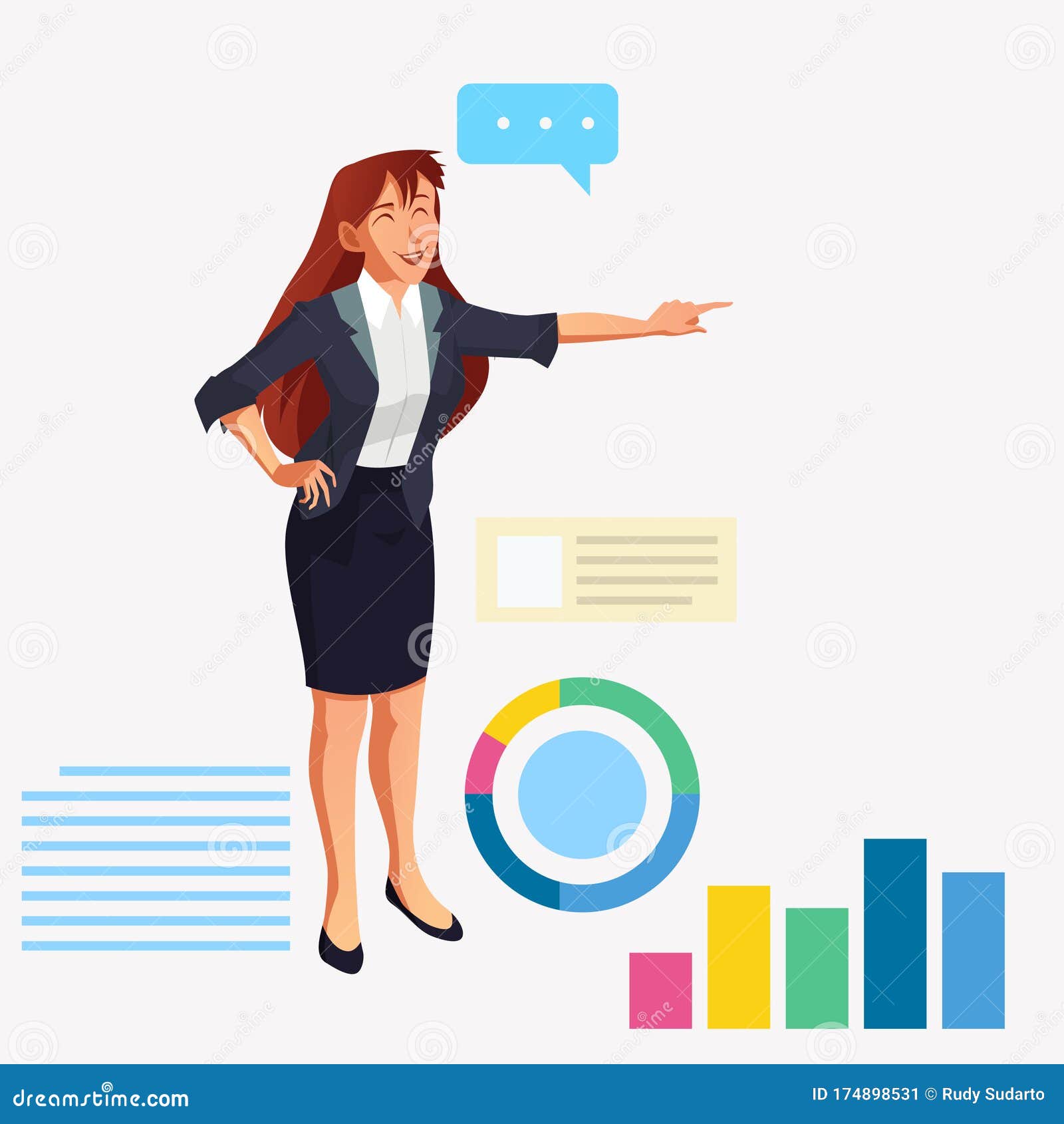 Woman Worker Lead Company Meeting Vector Illustration Stock Vector ...