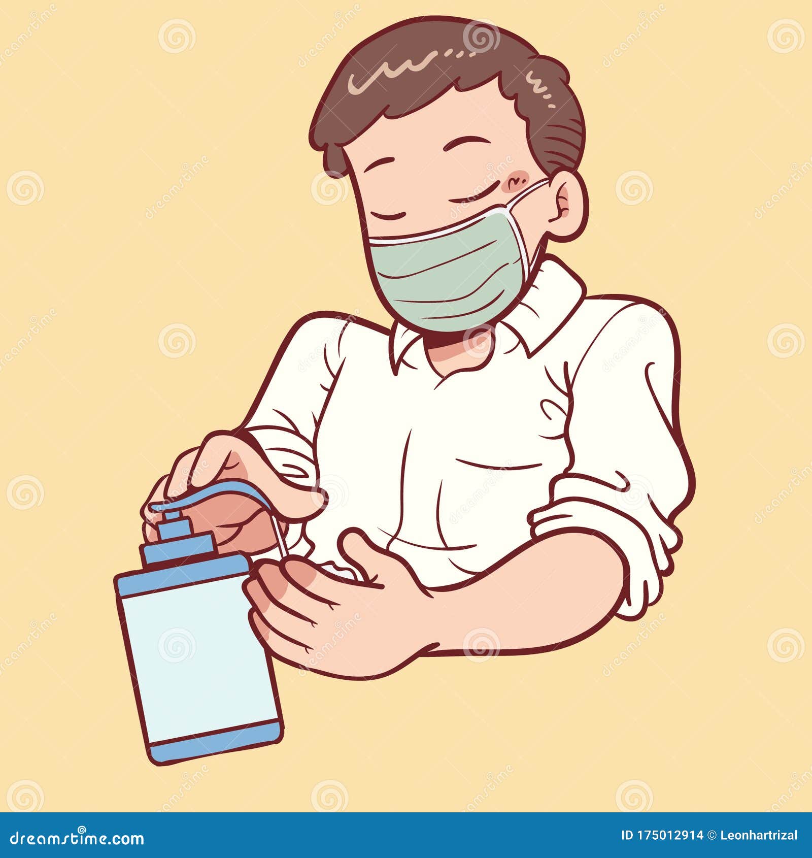 Man using hand sanitizer stock vector. Illustration of medicine - 175012914