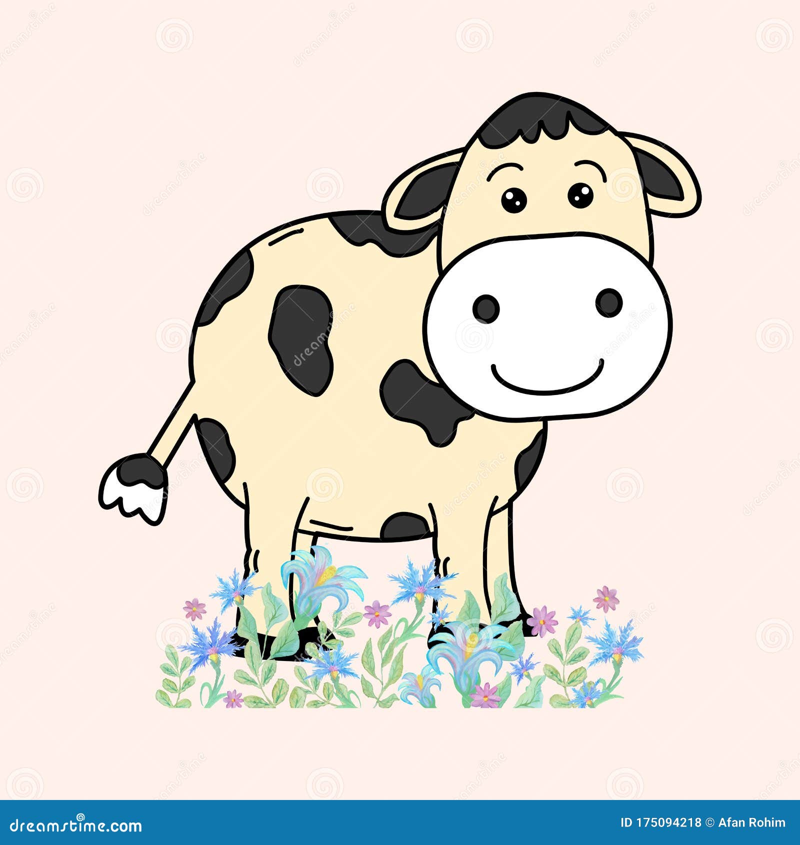 Cute Calf Vector Illustration Seamless Pattern Stock Vector ...