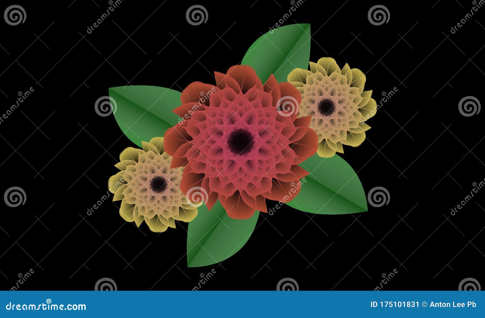 3D Geometric Flowers Background with Three Combination Color Stock ...