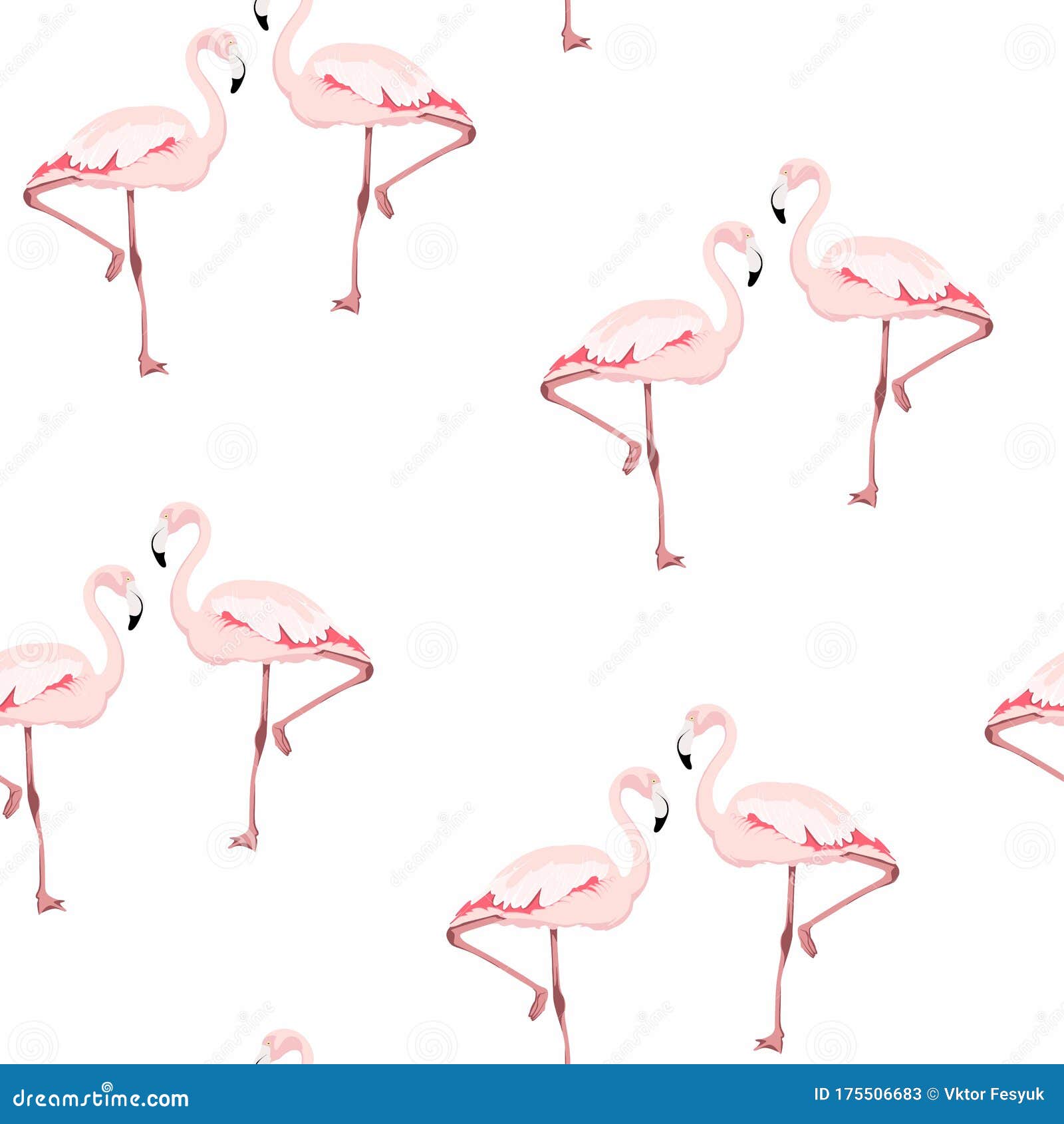 Flamingo Bird Background. Feather Retro Seamless Pattern. Texture for ...