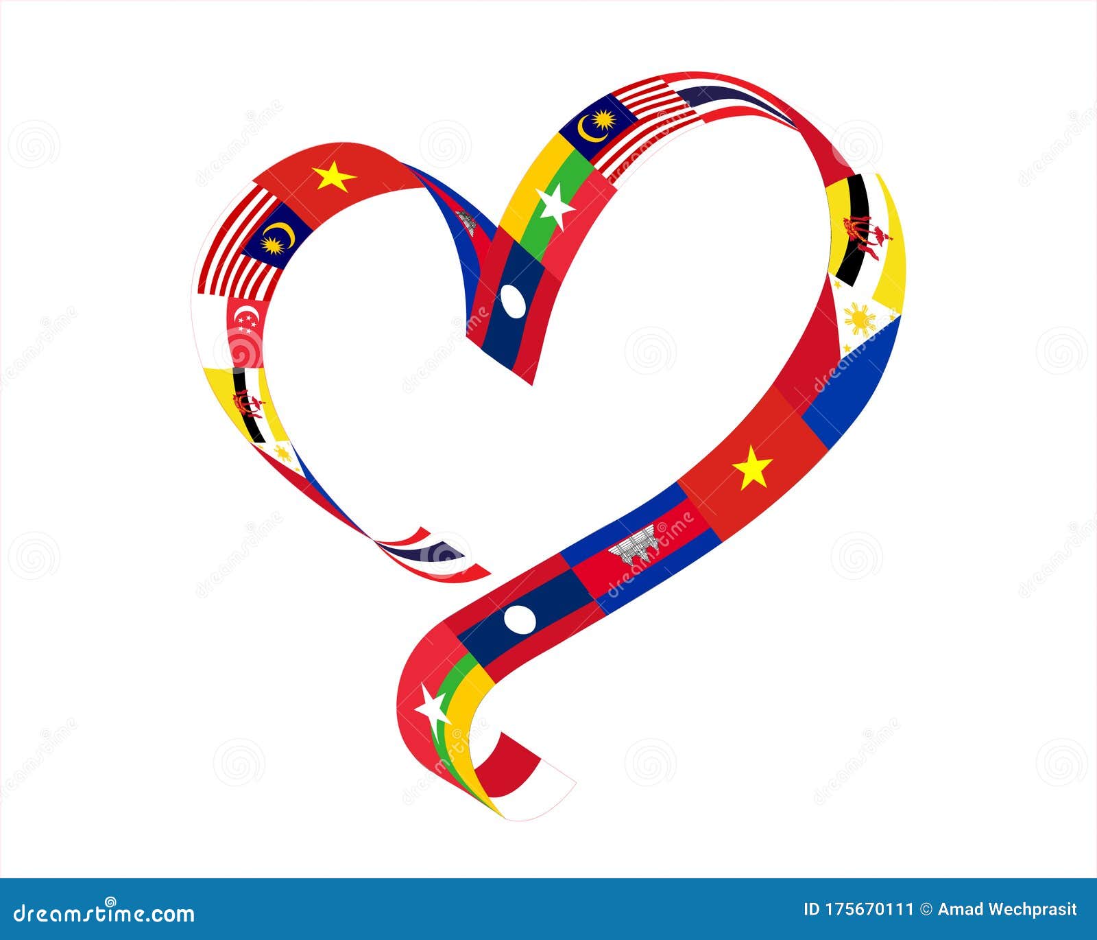 AEC Asean Economic Community Flag Heart Shaped Ribbon, Flag of ASEAN ...