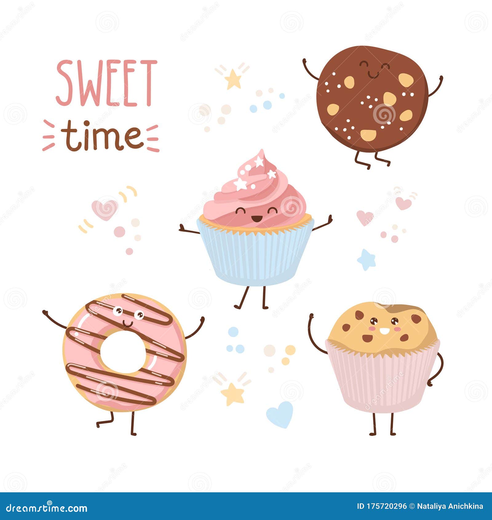 Kawaii Vector Illustration Sweet Time. Stock Vector - Illustration of ...