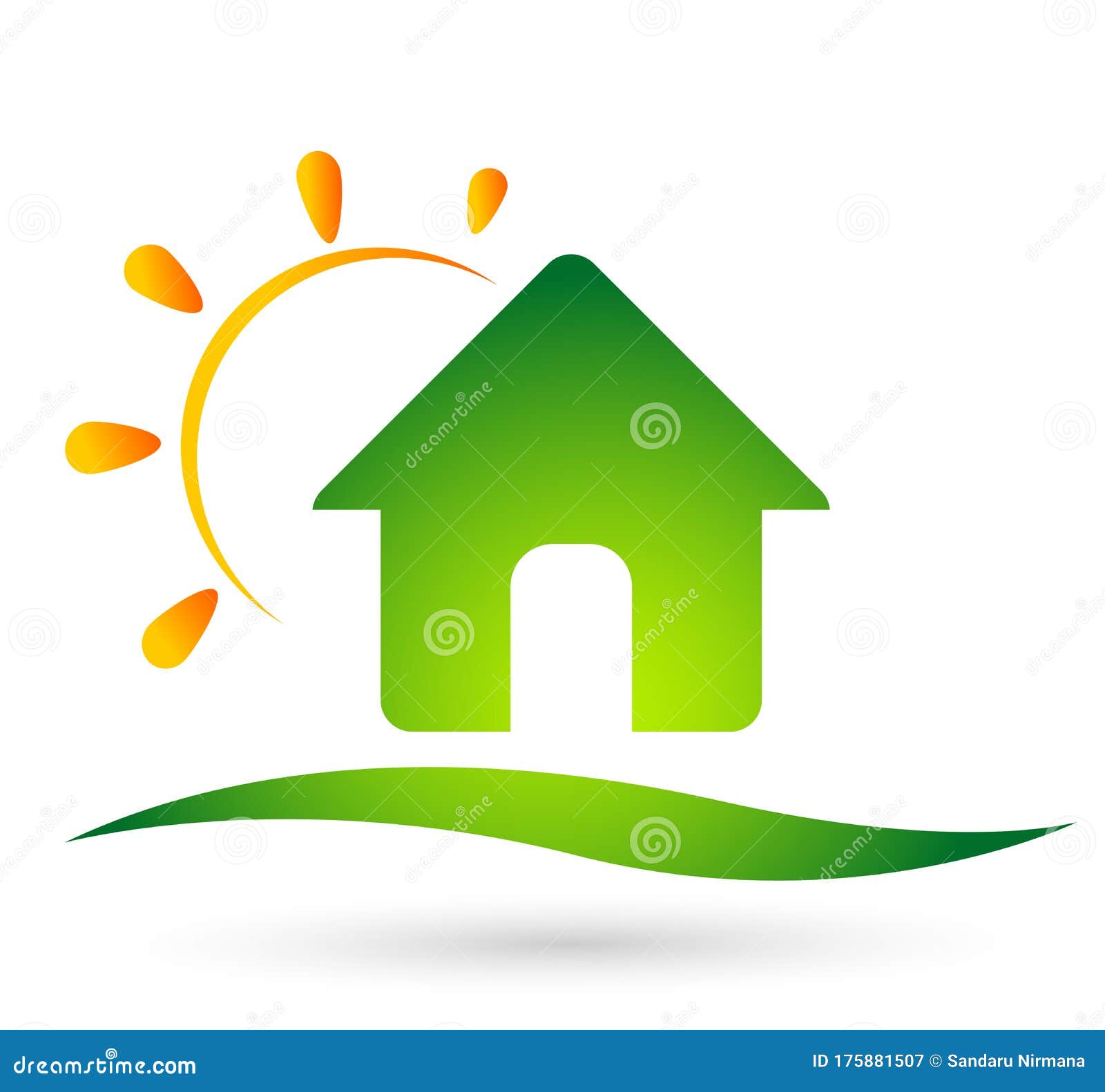 Home House Sun Logo Simple Flat Icon Vector Illustrations Stock Vector ...