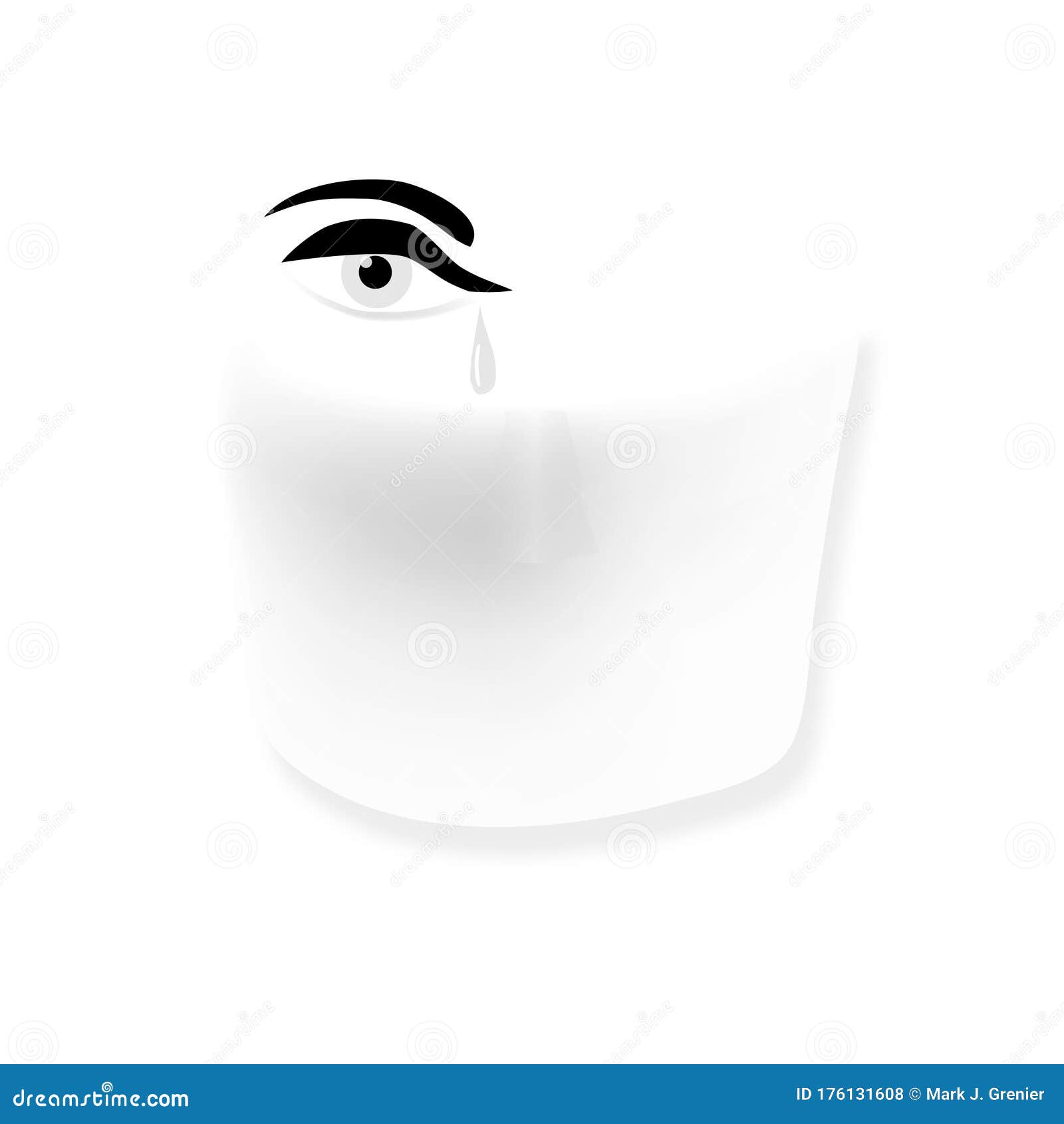 A Face, a Mask, a Tear stock vector. Illustration of contagious - 176131608