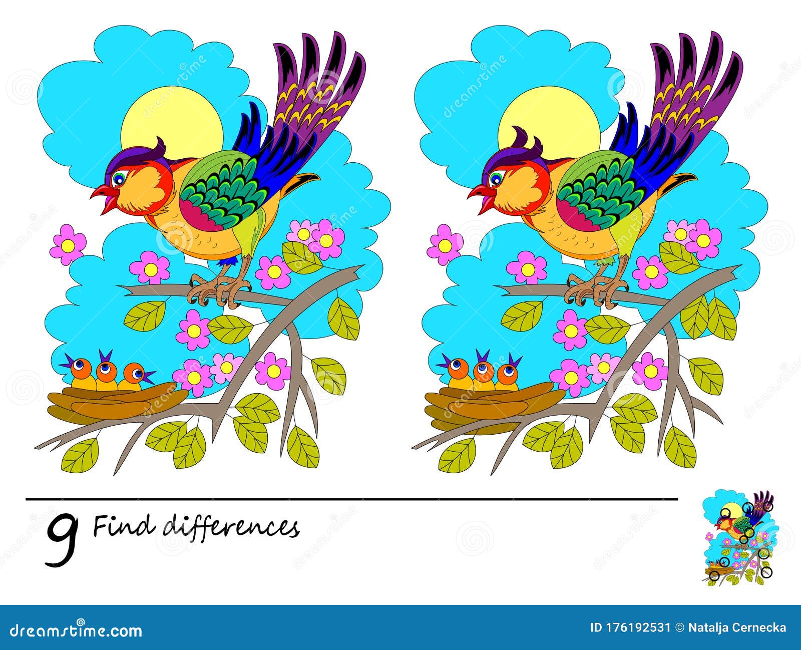 Find 9 Differences. Logic Puzzle Game for Children and Adults ...