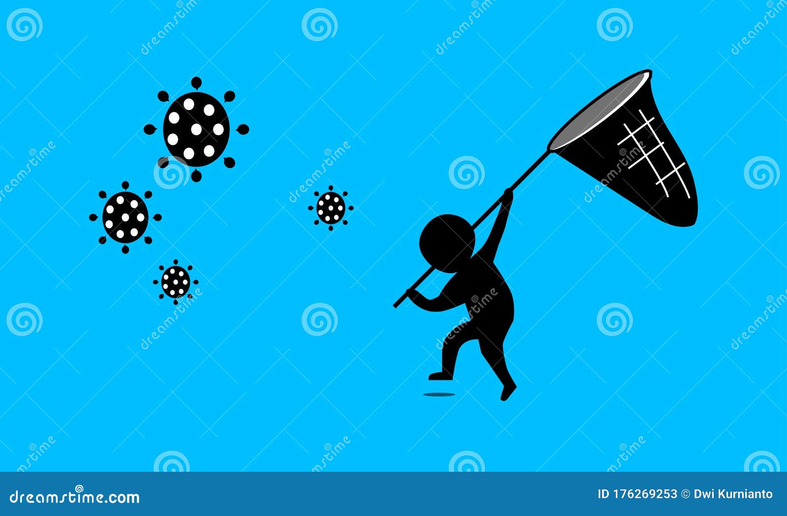 Stickman Silhouette Vector Illustration of Catching a Virus Stock ...