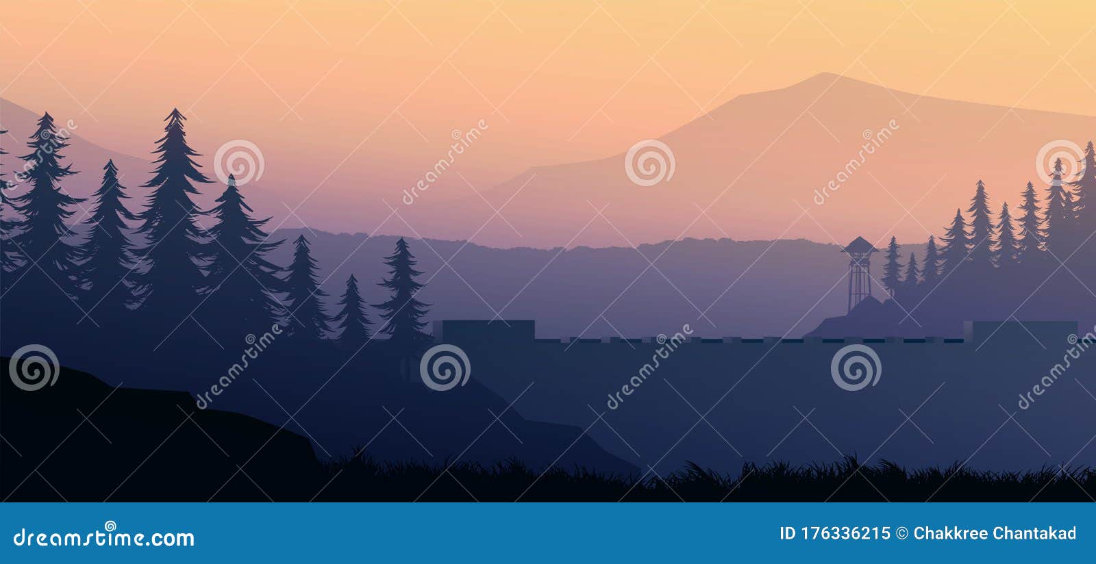 Nature Forest Natural Pine Forest Mountains Horizon. Landscape ...
