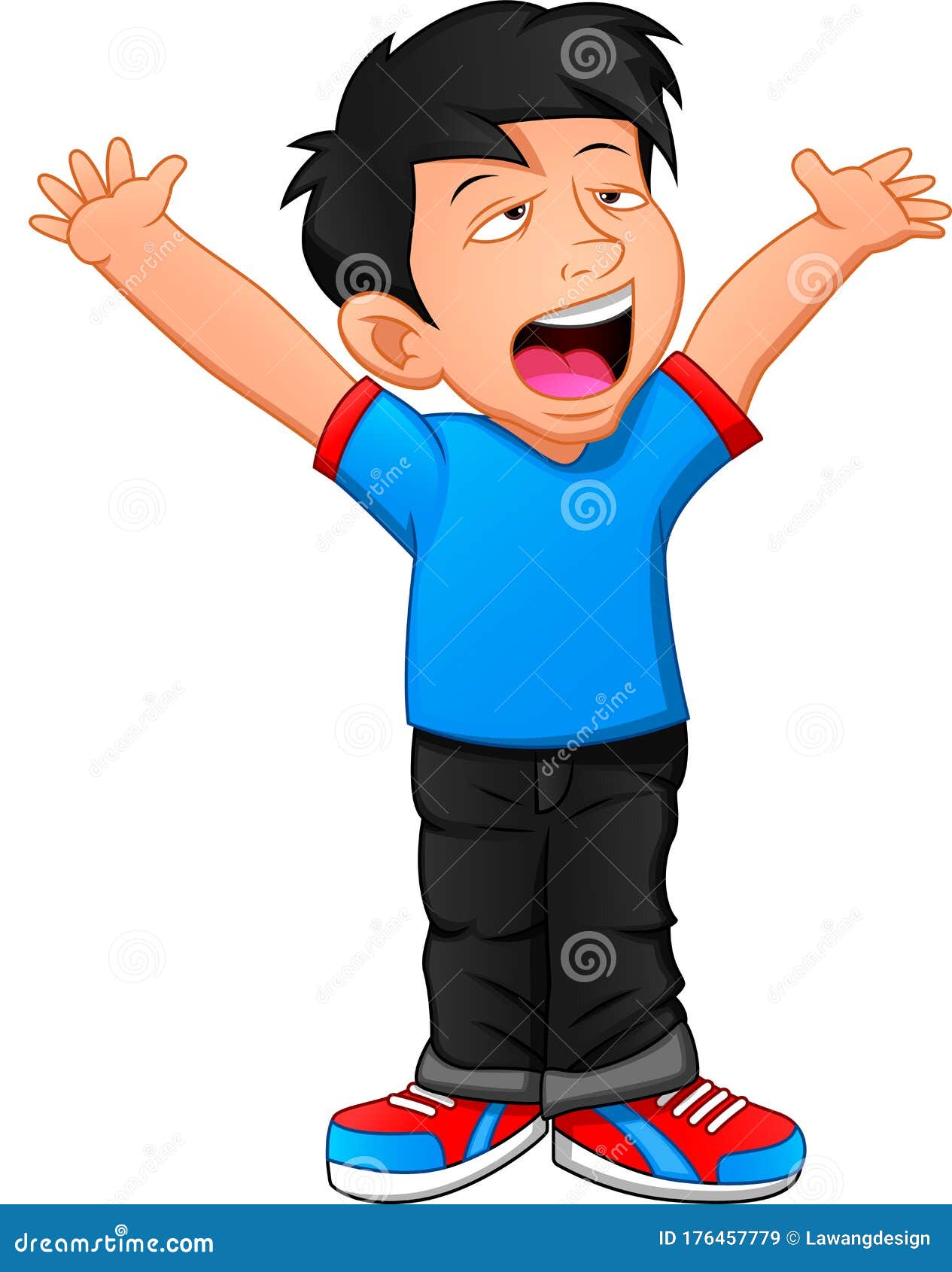 Tired Boy Yawning Face - Cute Cartoon Kid Vector Royalty-Free Stock ...