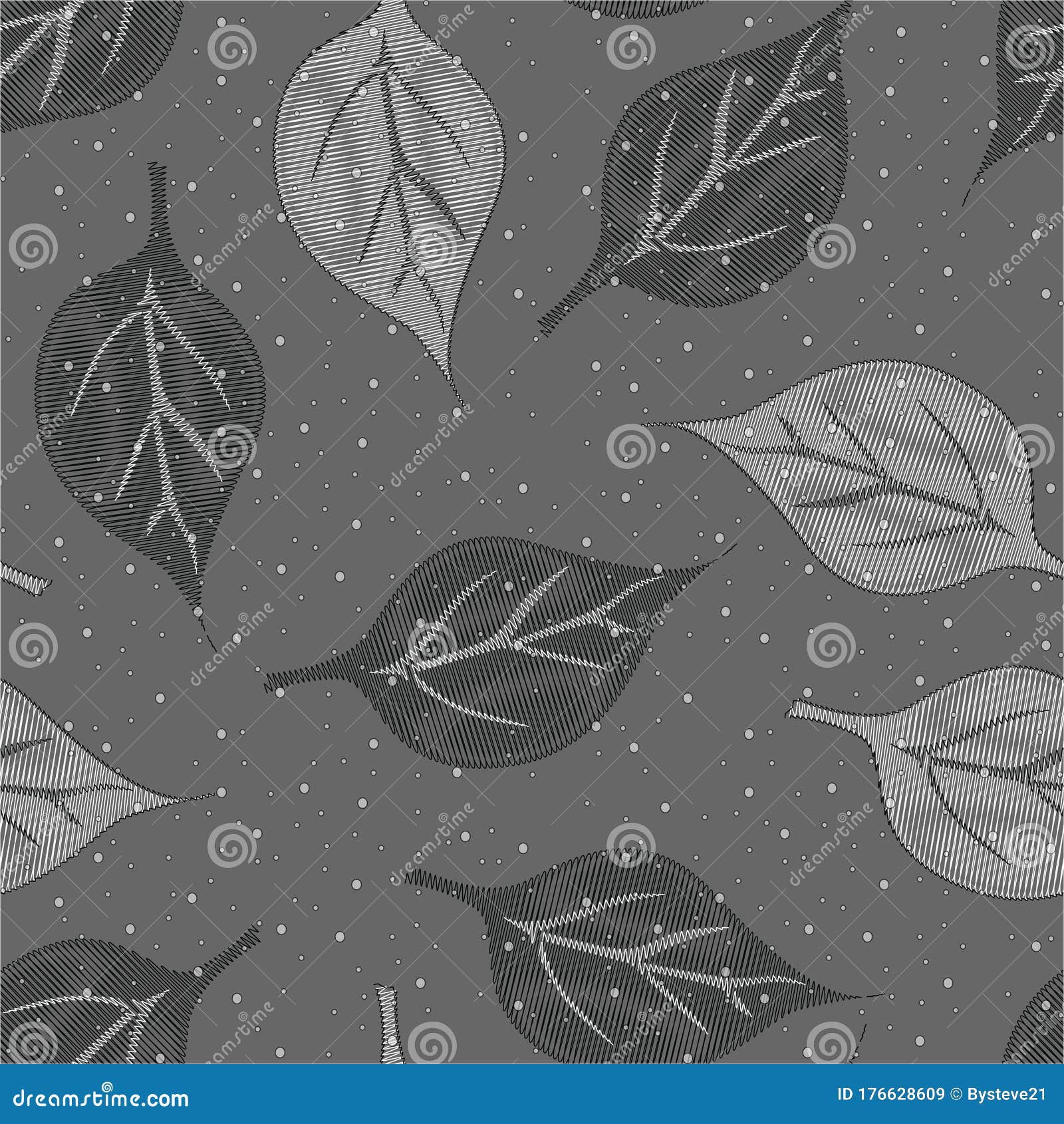 Beautiful Flower and Leaves Grey Colored Style Garden Flower Seamless ...