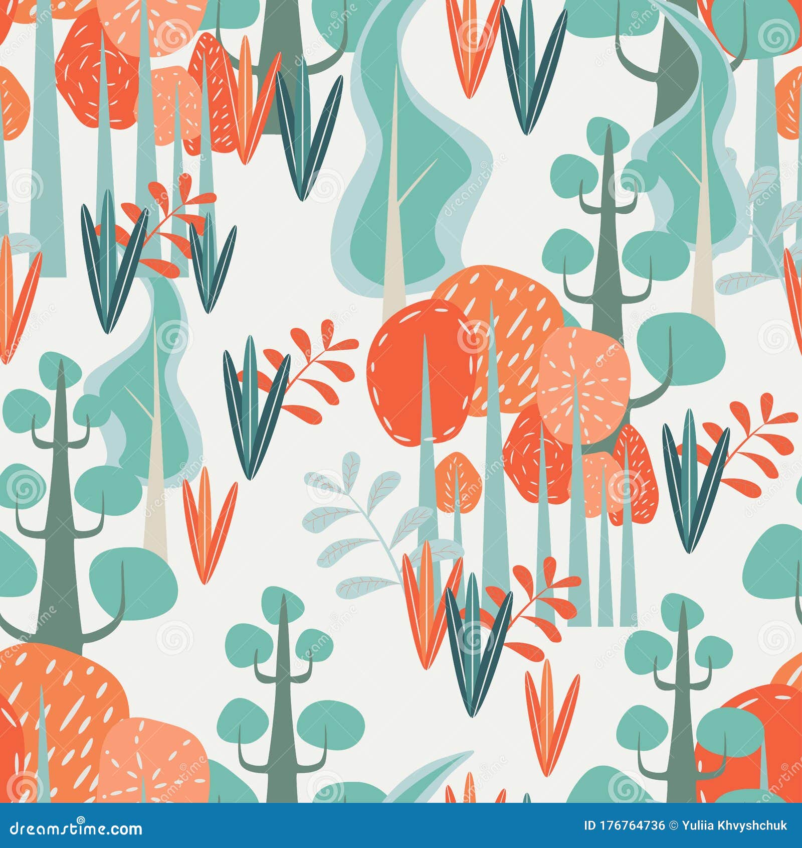 Hand Drawn Abstract Scandinavian Graphic Illustration Seamless Pattern ...