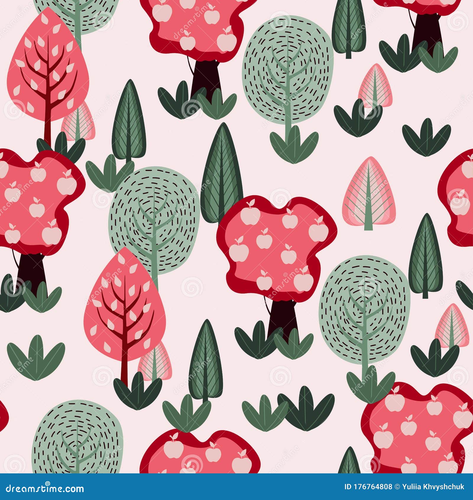 Hand Drawn Abstract Scandinavian Graphic Illustration Seamless Pattern ...