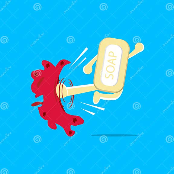 Illustration of Solid Soap Character Kicking Off Stock Vector ...