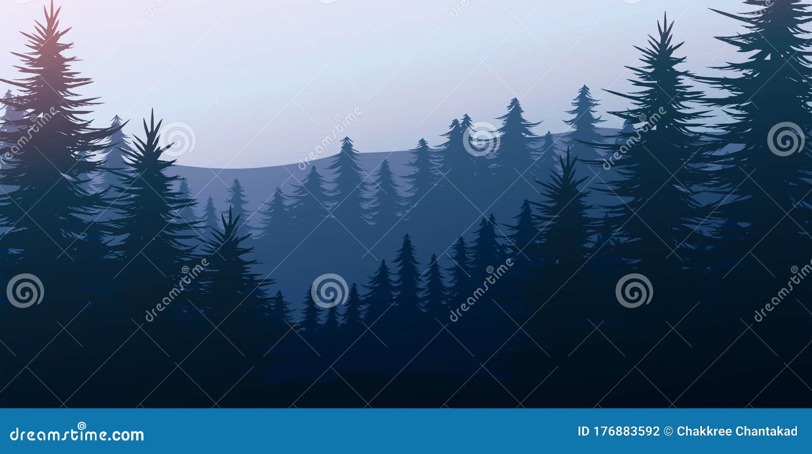 Nature Forest Natural Pine Forest Mountains Horizon. Landscape ...