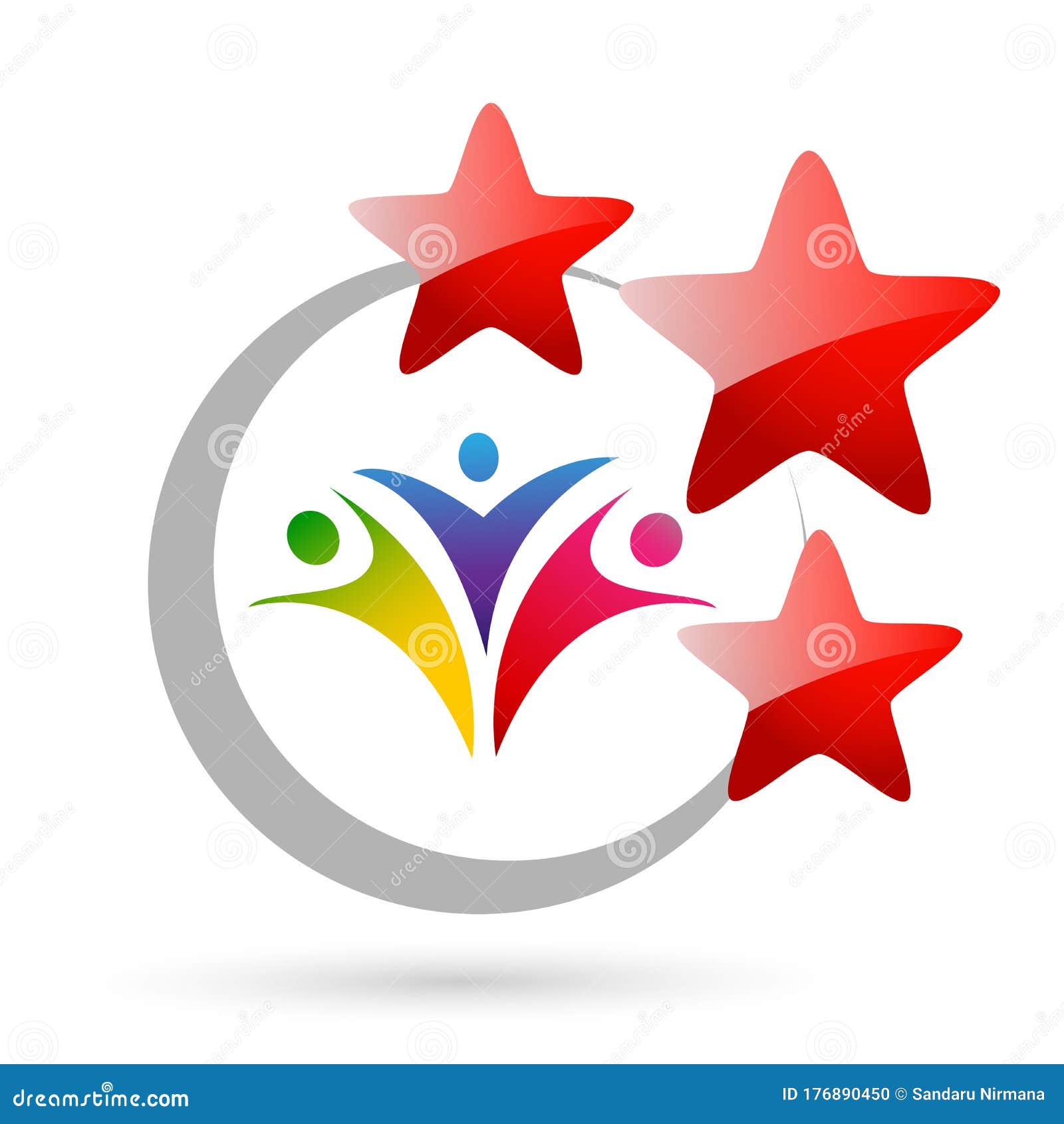 Abstract Red Bright Three Star Icon Logo for Business Investment Winnig ...