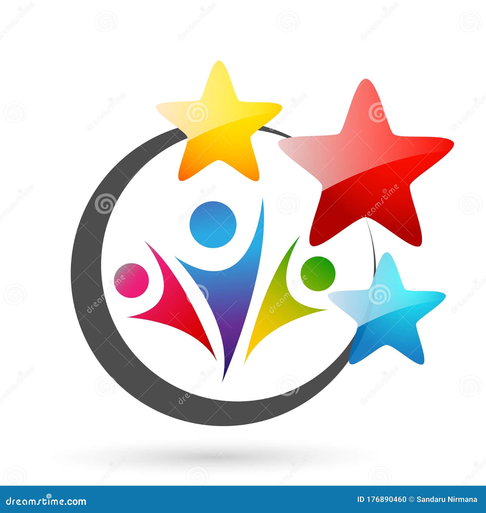 Abstract Red Gold Blue Bright Three Star Icon Logo for Business ...