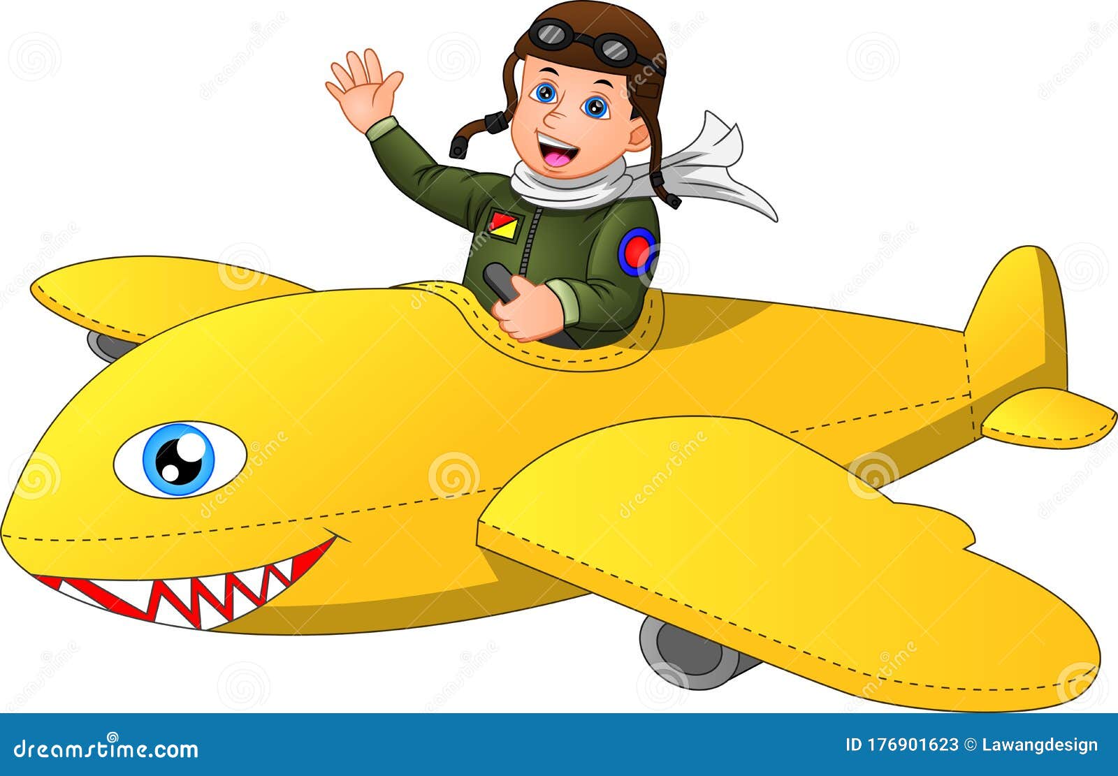 Happy Kid Boy Riding a Plane Stock Vector - Illustration of adorable ...