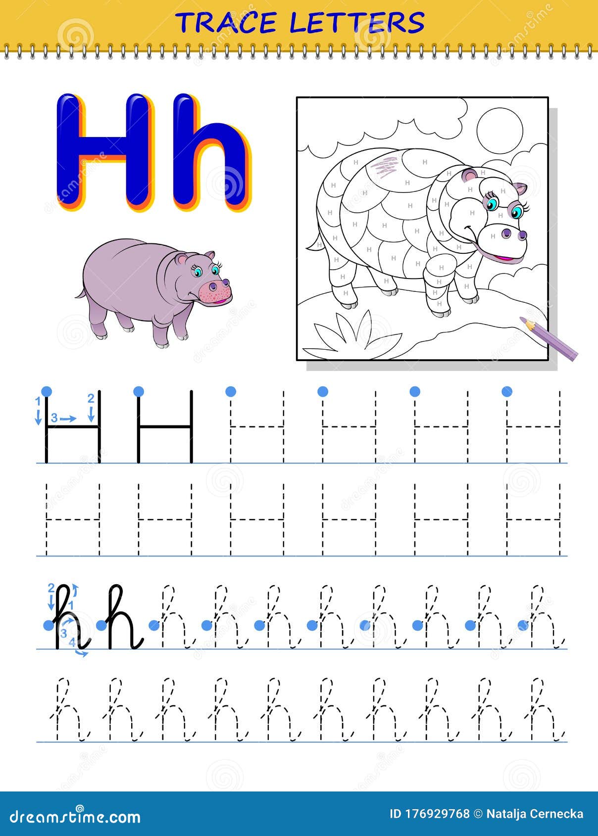Tracing Letter H for Study Alphabet. Printable Worksheet for Kids ...