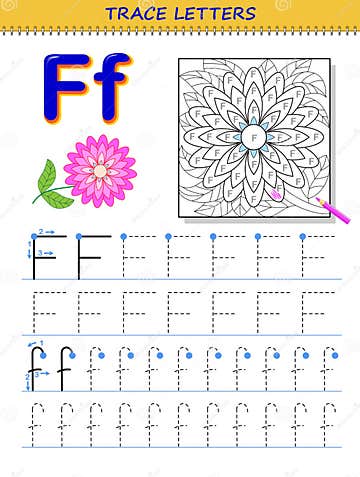 Tracing Letter F for Study Alphabet. Printable Worksheet for Kids ...