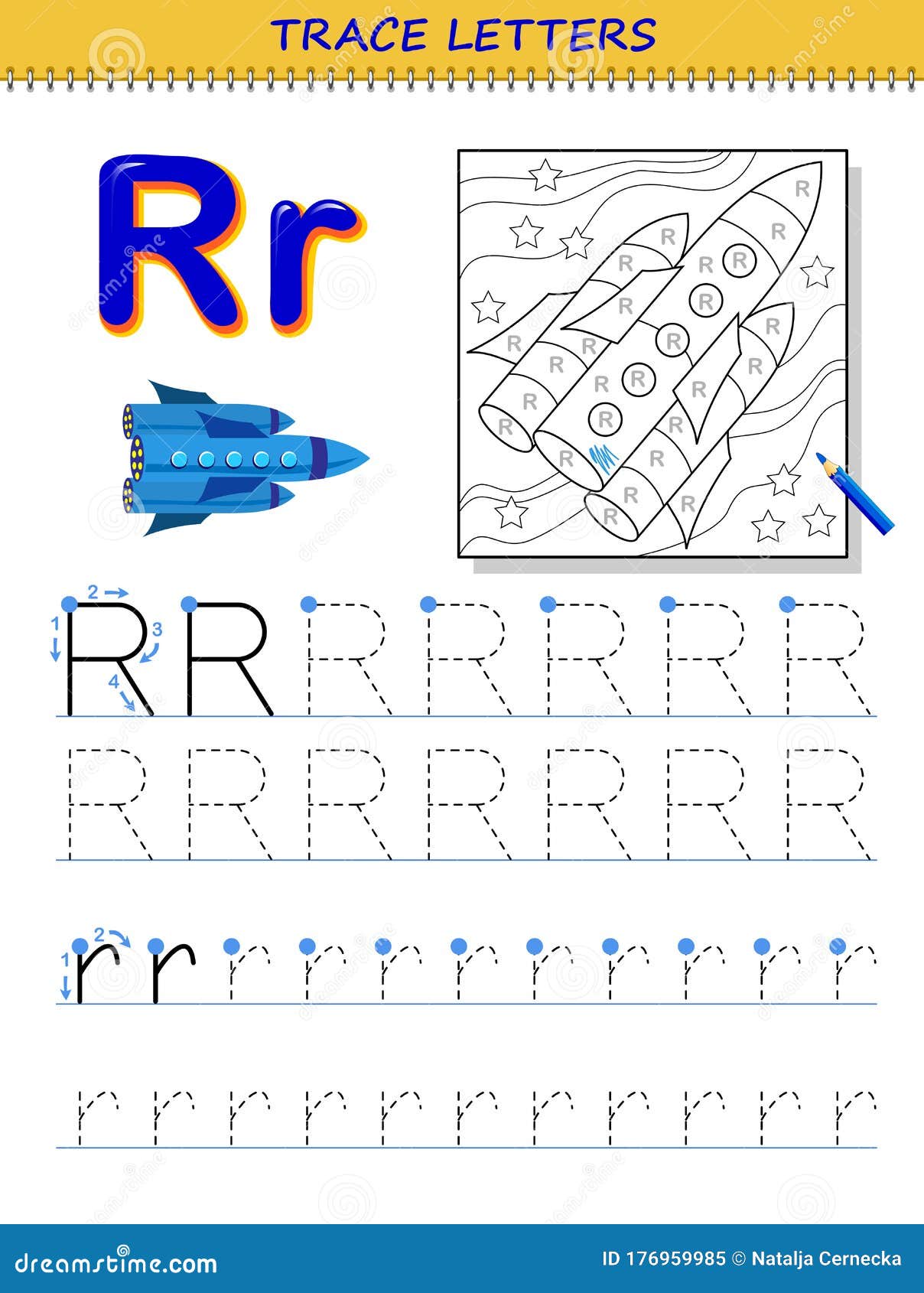 Tracing Letter R for Study Alphabet. Printable Worksheet for Kids ...