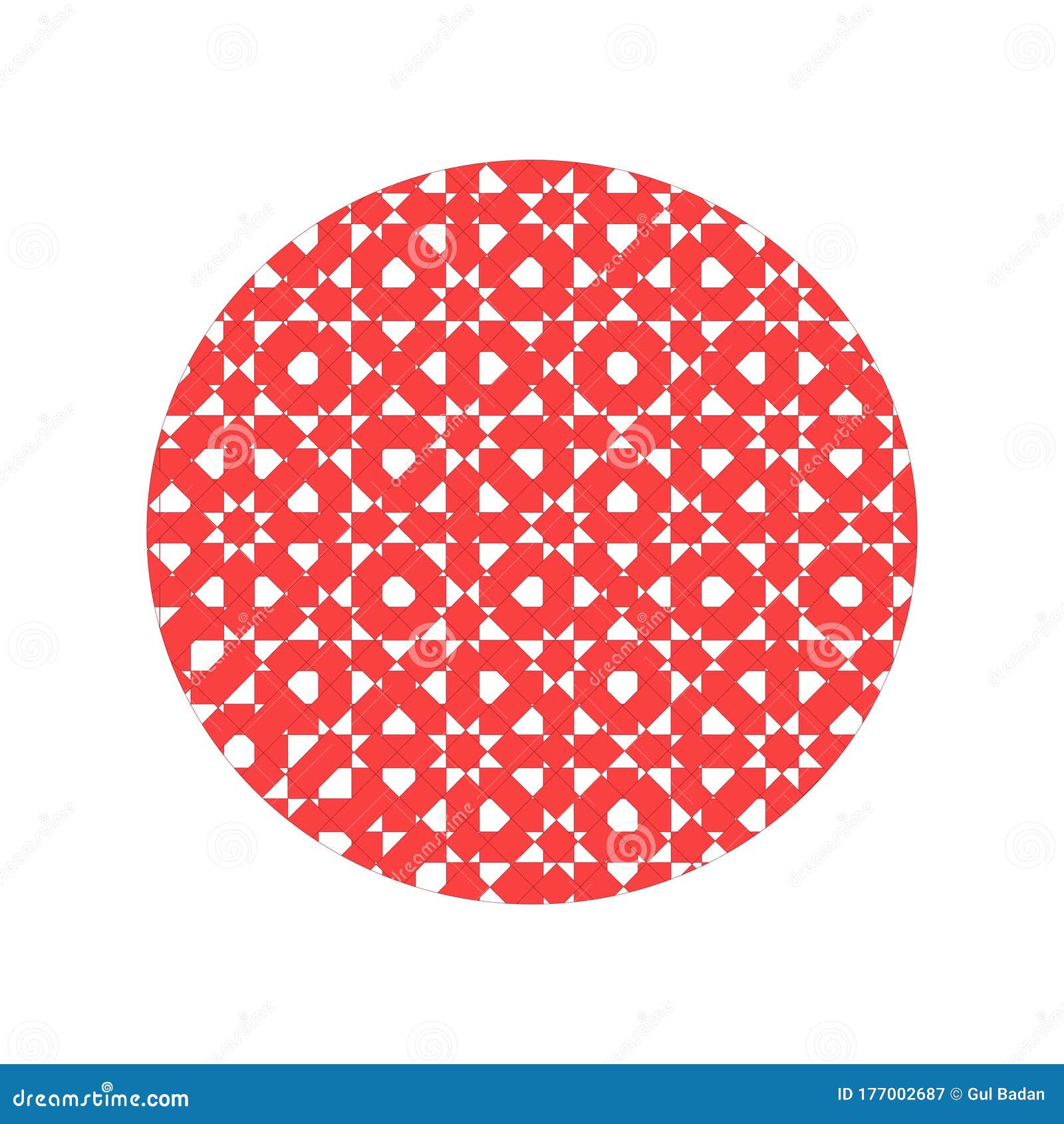 Red Motif Circle Design Isolated on White Background Textile Design ...