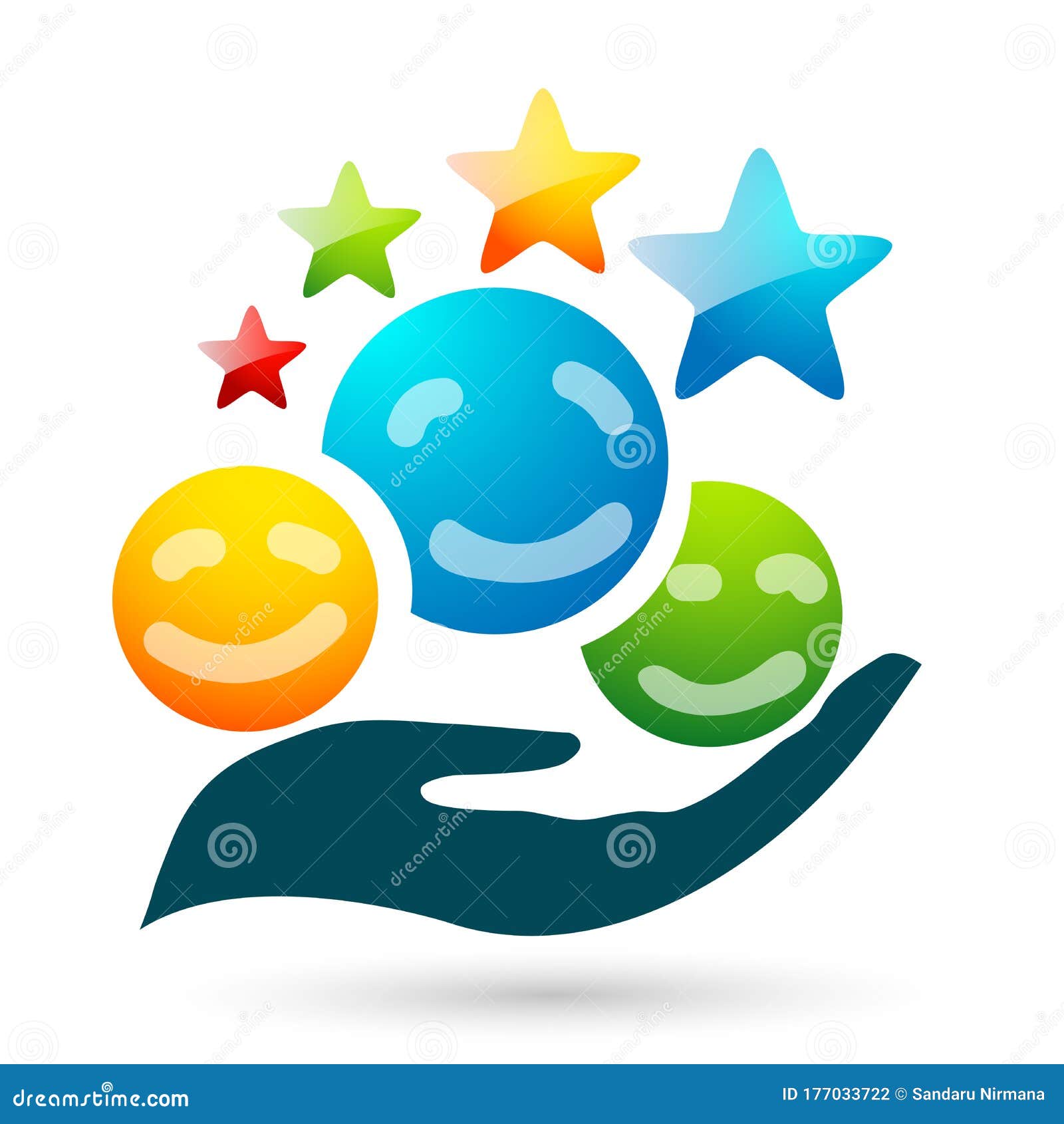 Happy Kids Hand Holding Care Stars Celebrations Protect Union Love ...