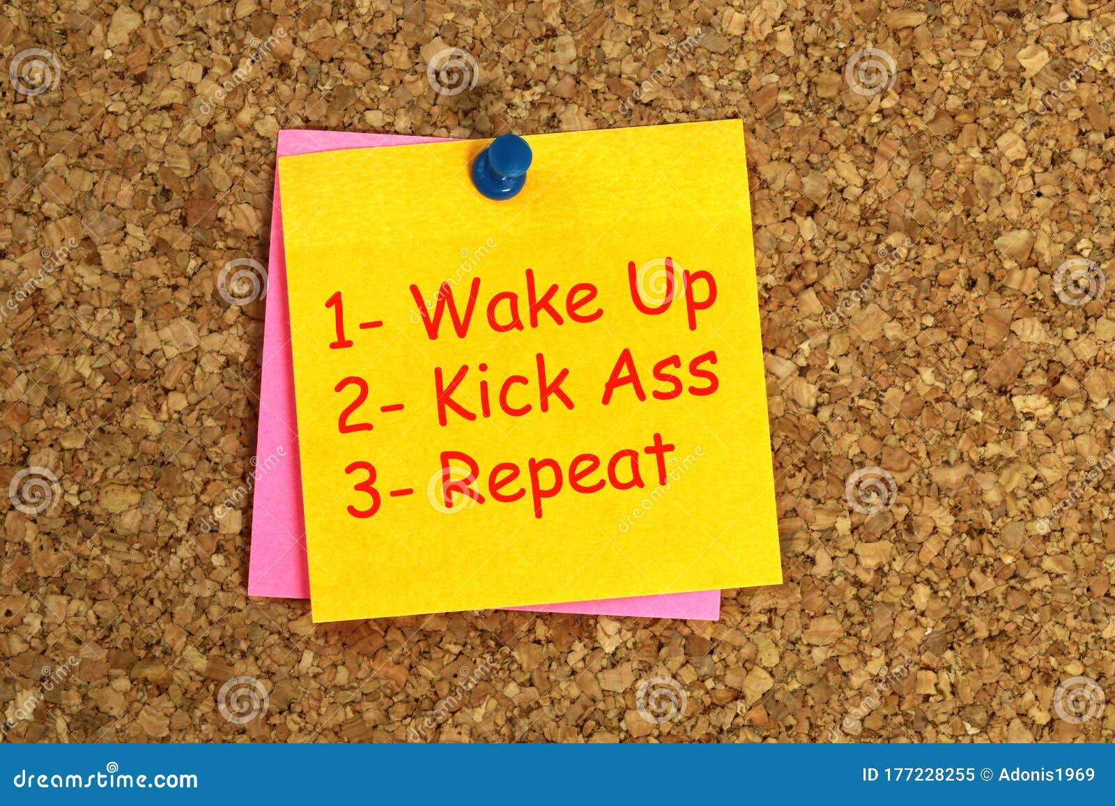 Wake Up Kick Repeat Post it Stock Illustration - Illustration of ...