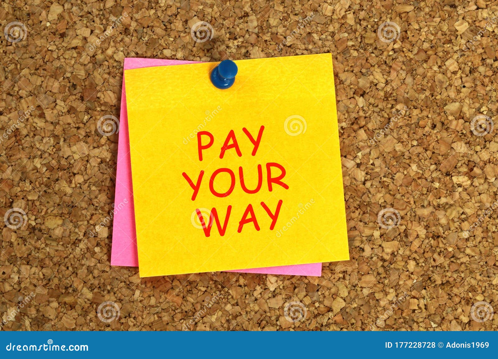 Pay your way post it stock photo. Image of expenditure - 177228728