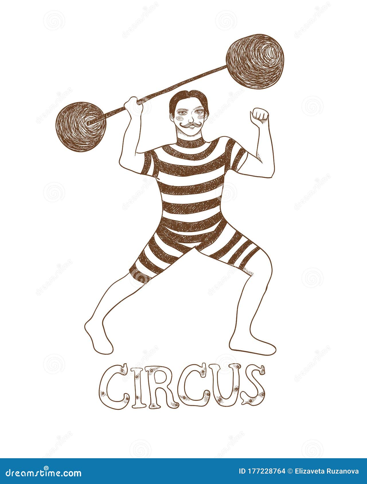 Circus Strongman. Vector Monochrome Illustration Stock Vector ...