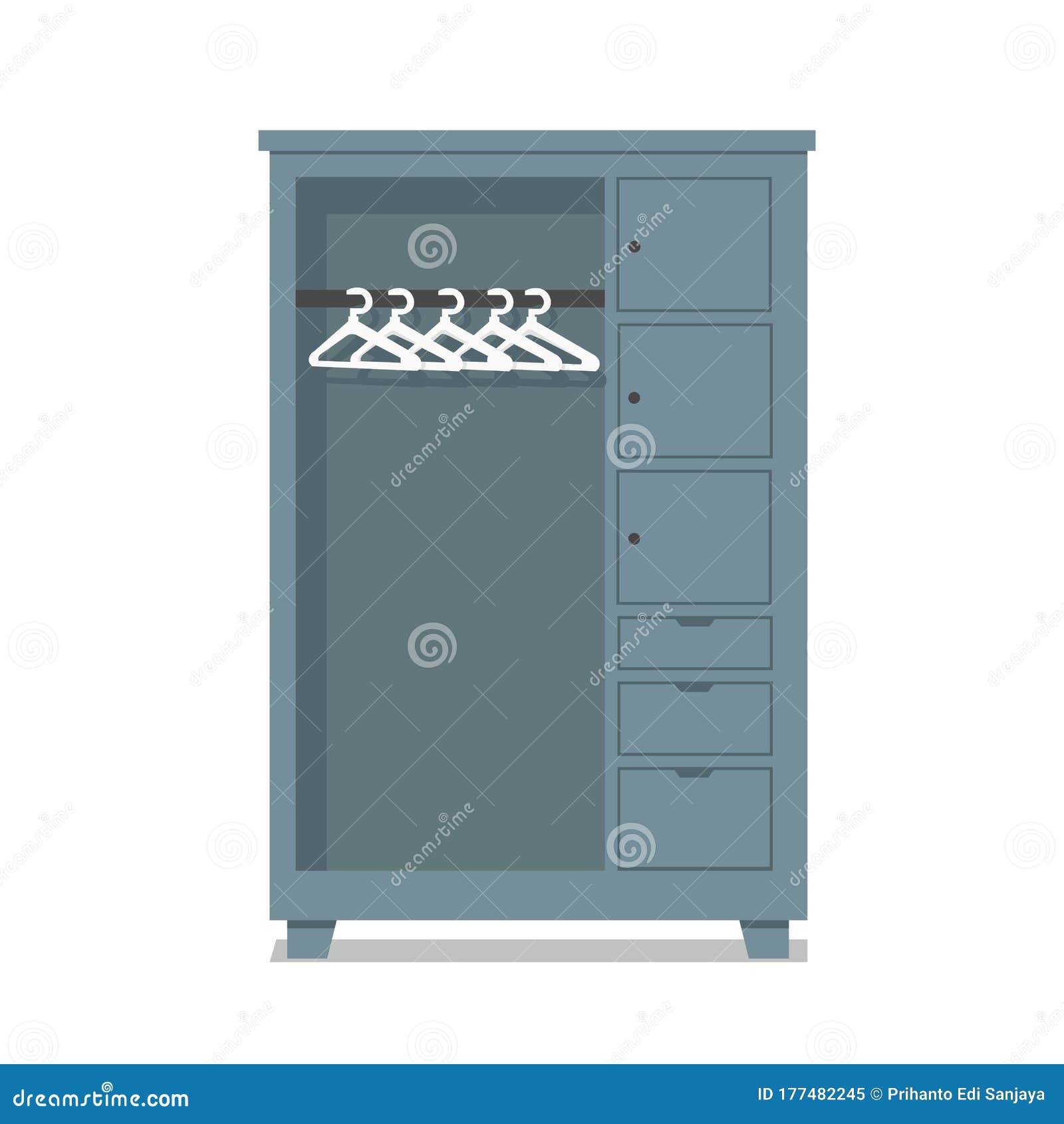 An Empty Wardrobe with White Hanger Hanging Inside Stock Vector ...