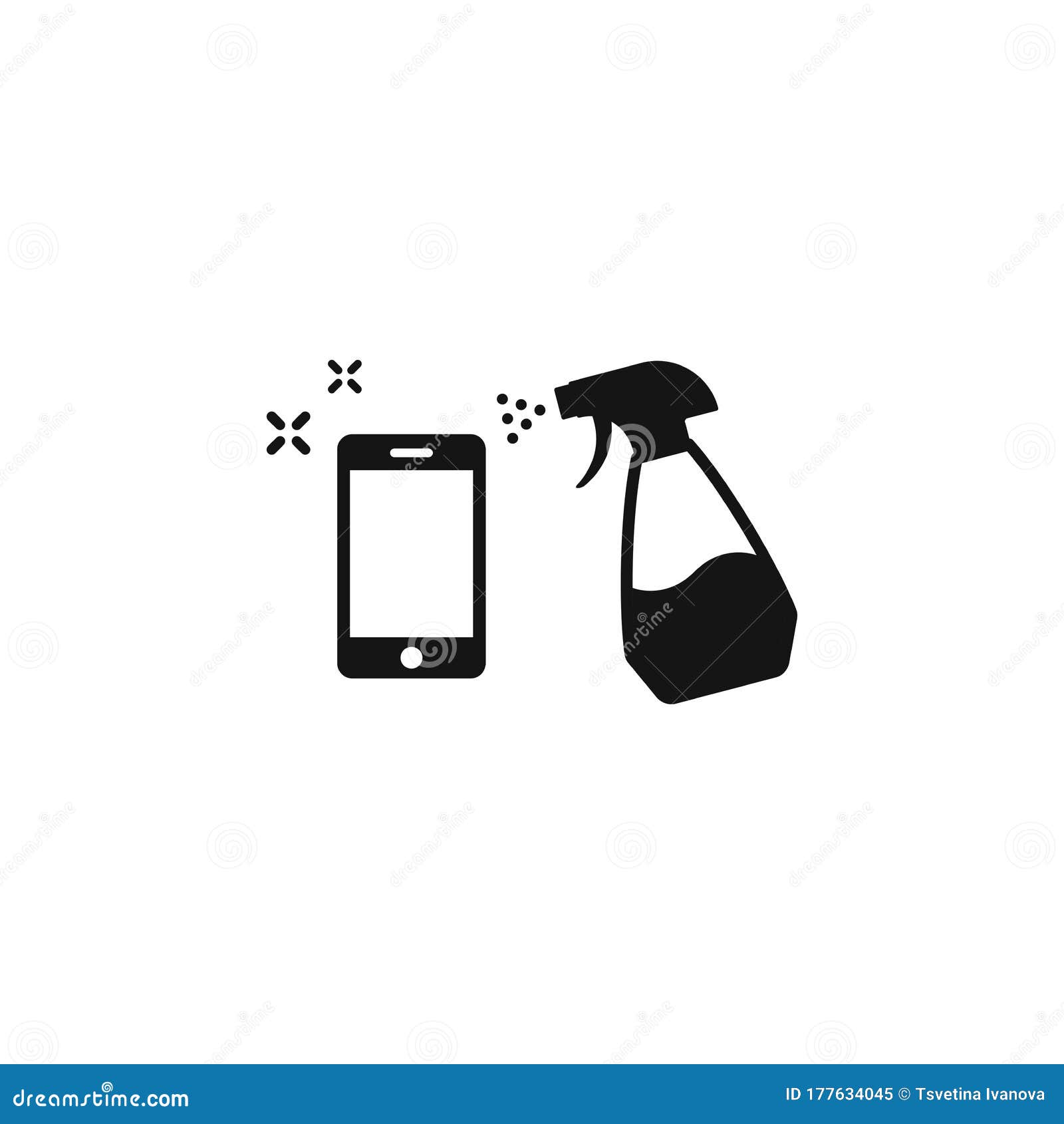 Phone Cleaning Black Isolated Vector Icon. Stock Vector - Illustration ...