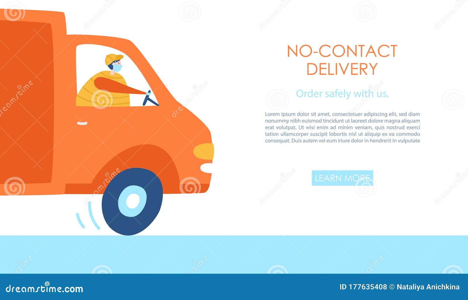 No-contact Delivery. Courier Wearing Face Mask and Gloves. Carrying ...