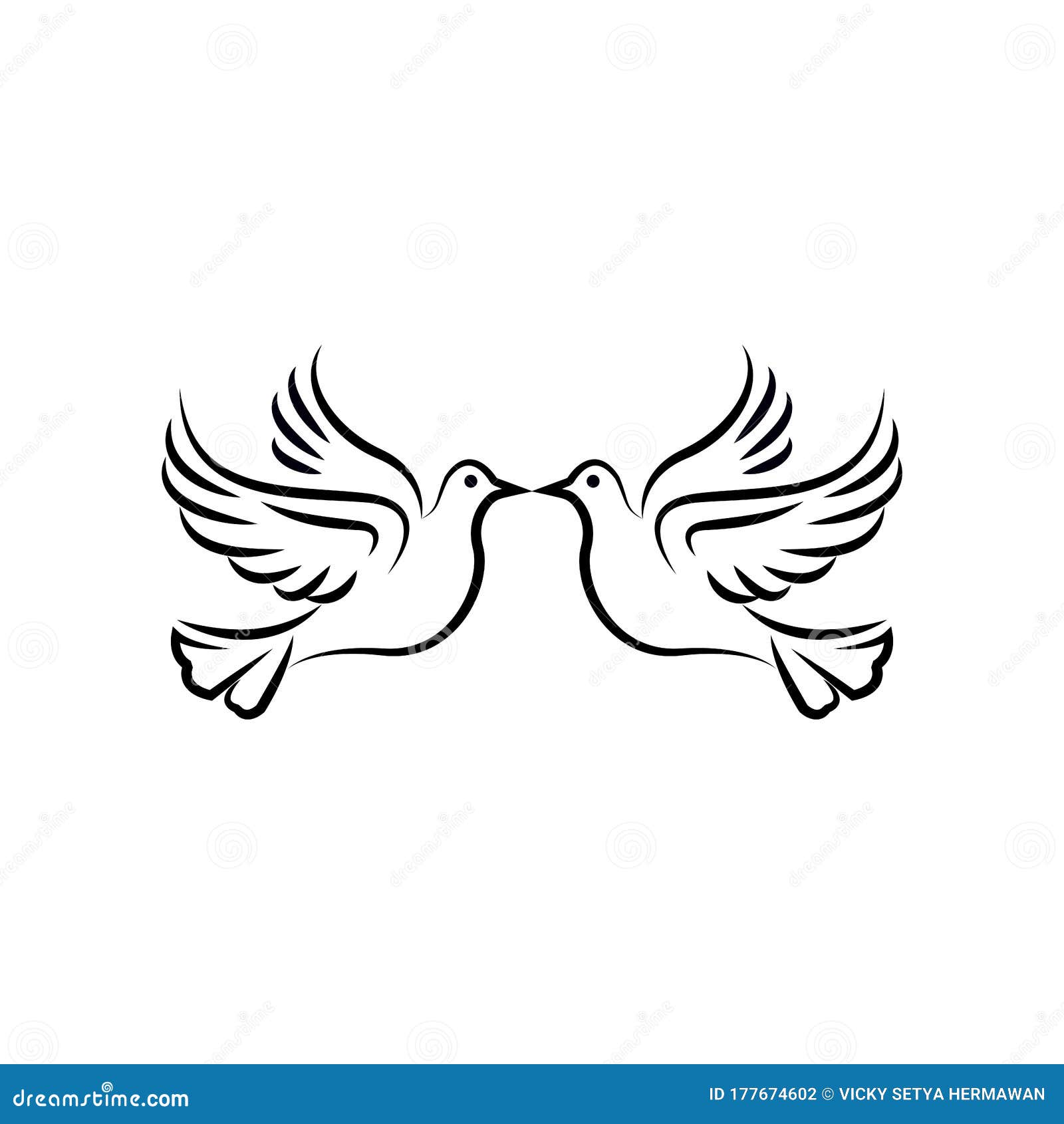 Two Doves Logo. White On Blue Gradient Background Vector Illustration ...