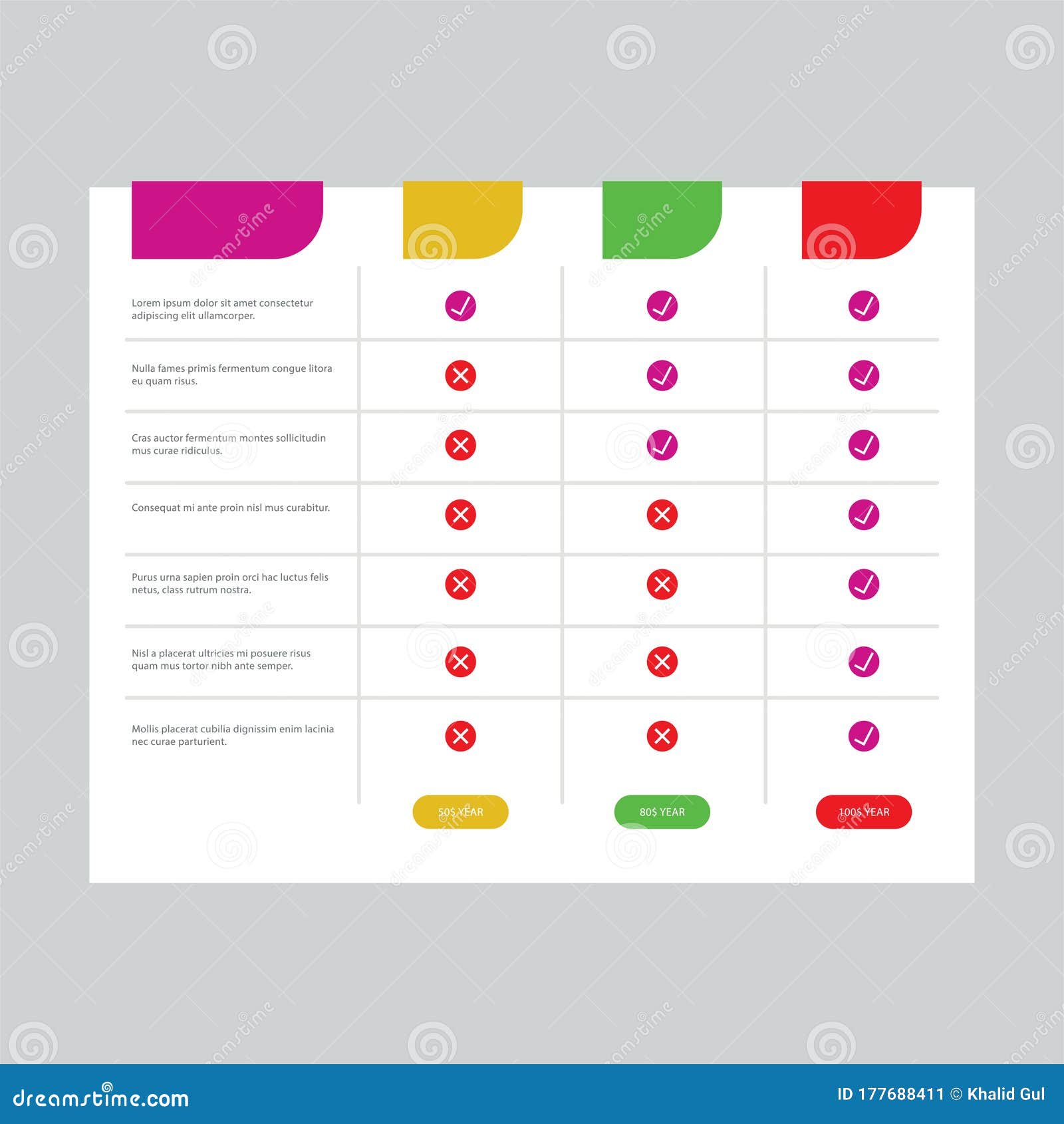 Colorful Price Table in Vector File Stock Vector - Illustration of ...