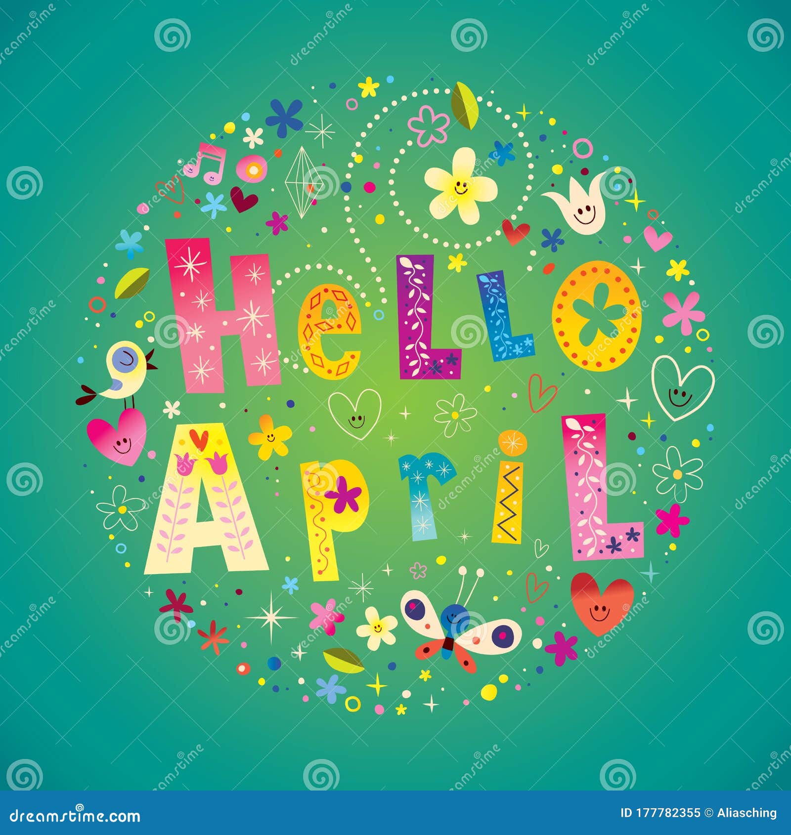 Hello April stock vector. Illustration of heart, nature - 177782355