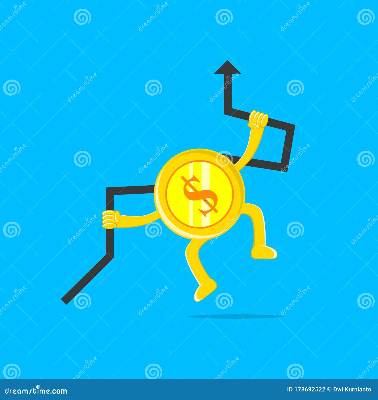 Illustration of a Cartoon Character Increasing in Dollar Value Stock ...