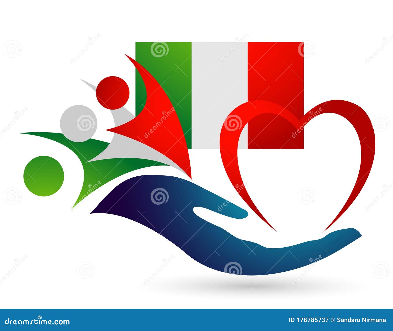 Italy Flag Abstract Vector Simple Flat Icon People of Italy Heats Love ...