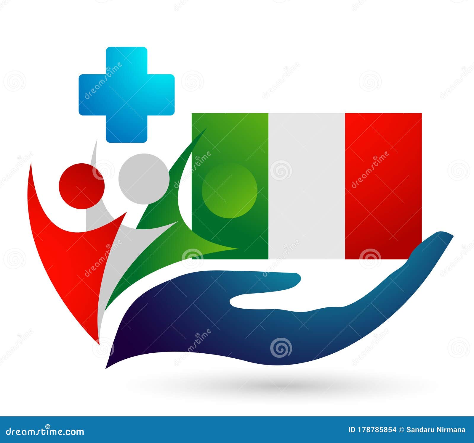 Italy Flag Abstract Vector Simple Flat Icon People of Italy Heats Love ...