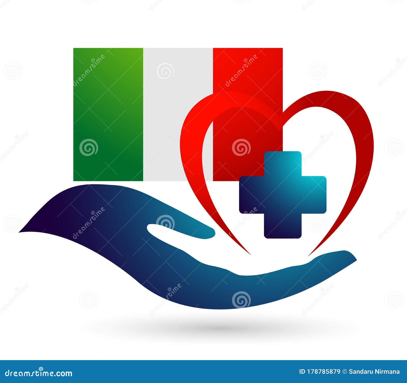 Italy Flag Abstract Vector Simple Flat Icon People of Italy Heats Love ...