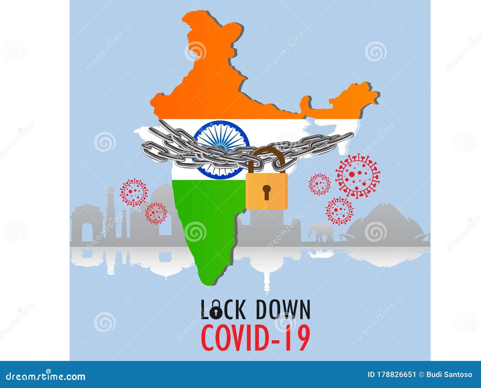 Concept Illustration of India Lockdown Stock Vector - Illustration of ...