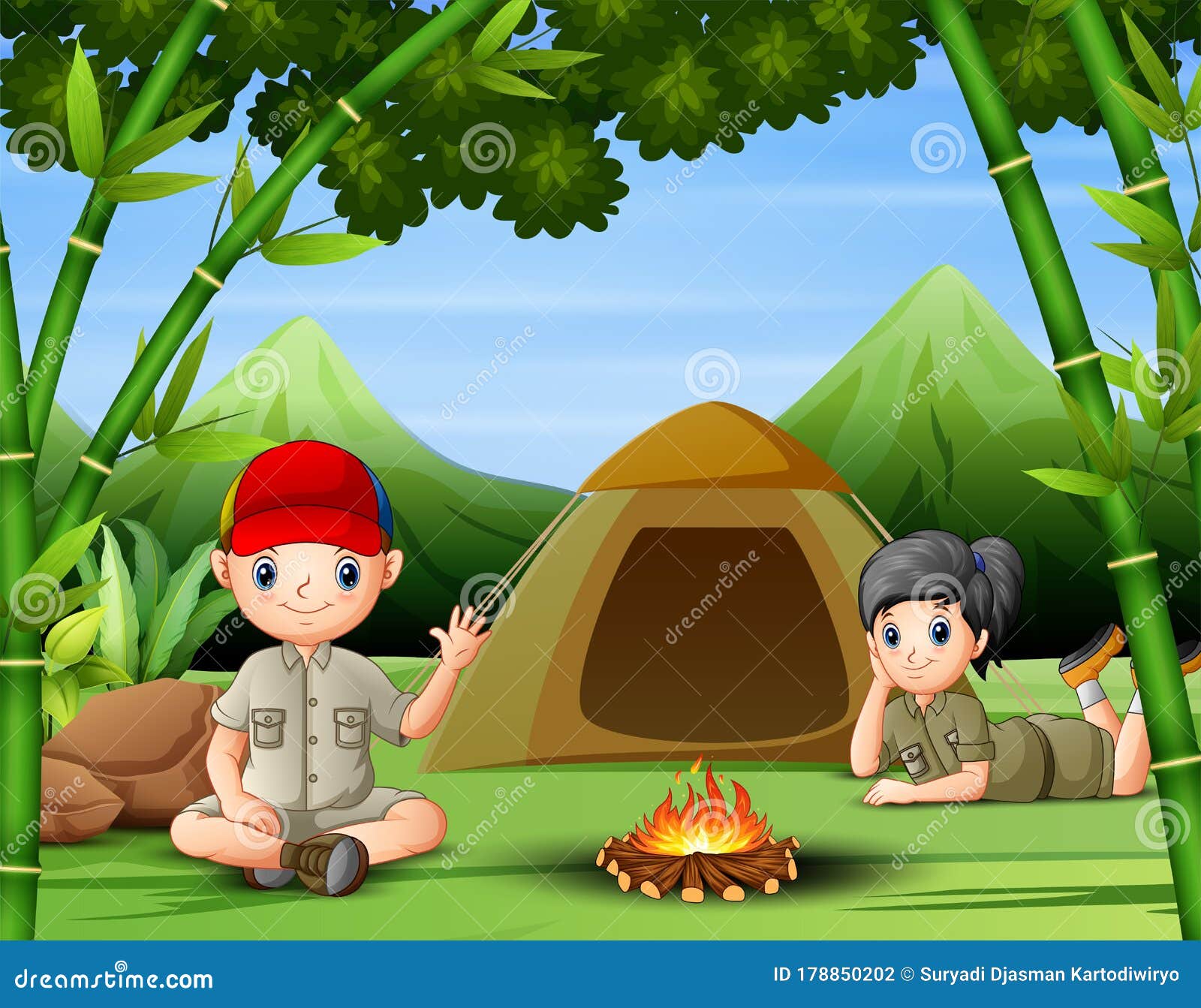 Young Boy Scout Cartoon Doing A Hand Sign Vector Illustration ...