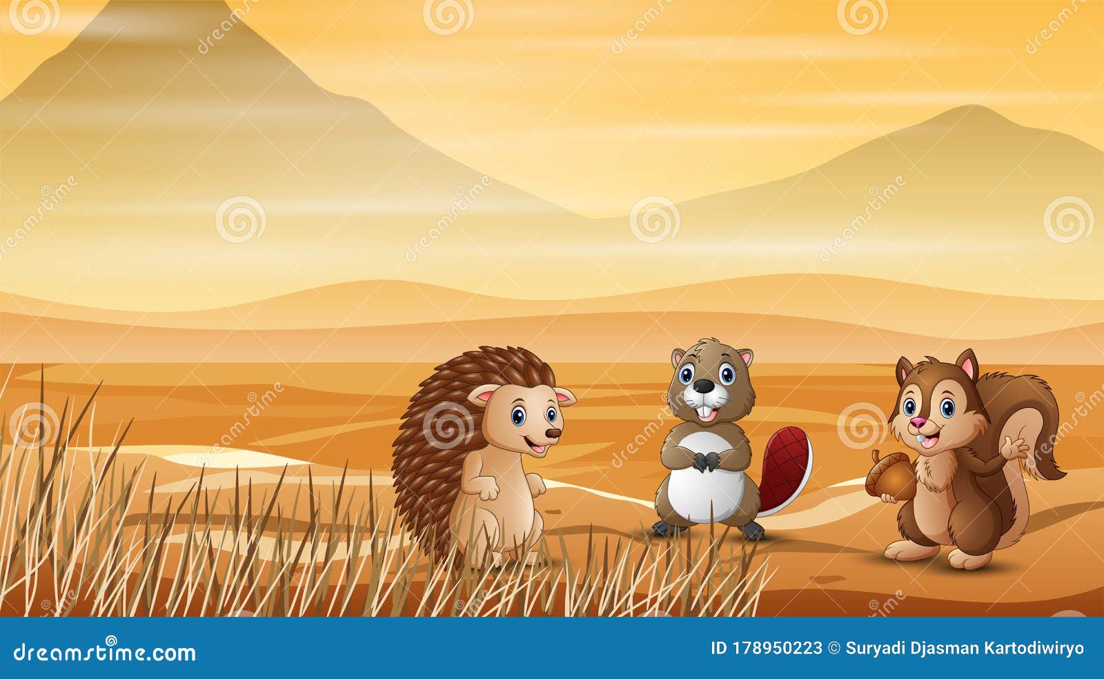 The Various Animals at Dry Land Illustration Stock Vector ...