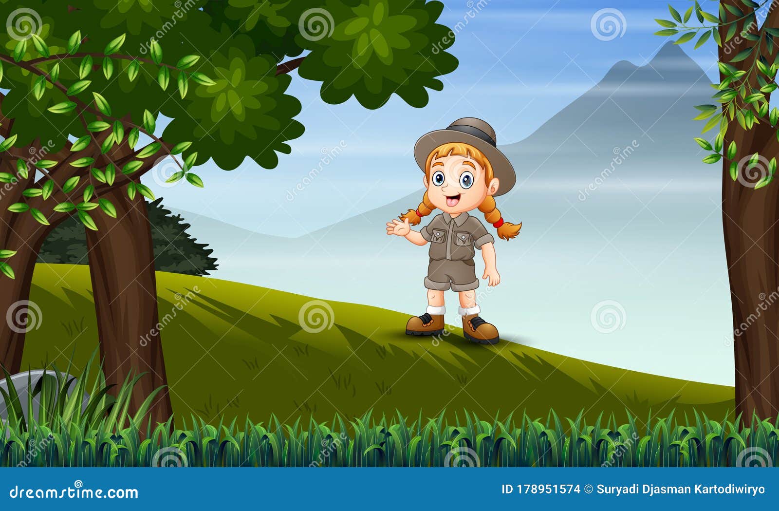 Safari Girl Exploring the Jungle Stock Illustration - Illustration of ...