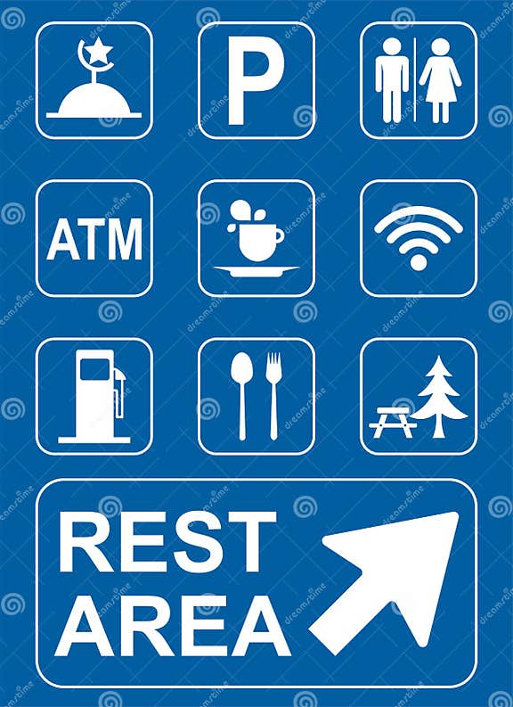 Rest Area Sign Vector Illustration Stock Vector - Illustration of ...